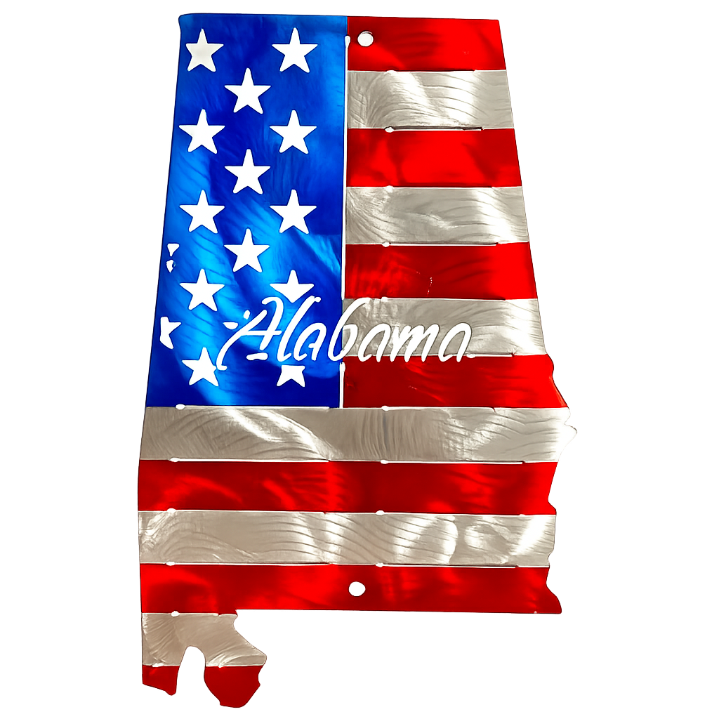 50 State Silhouette Metal American Flag – Clear Creek Sign Co.
